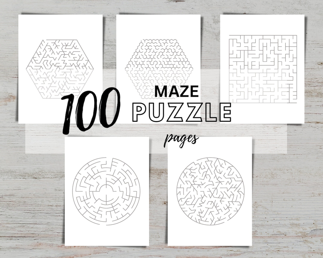 100 Maze Puzzle Pages Bundle Kids Printable Adults Book Stress Relief ...