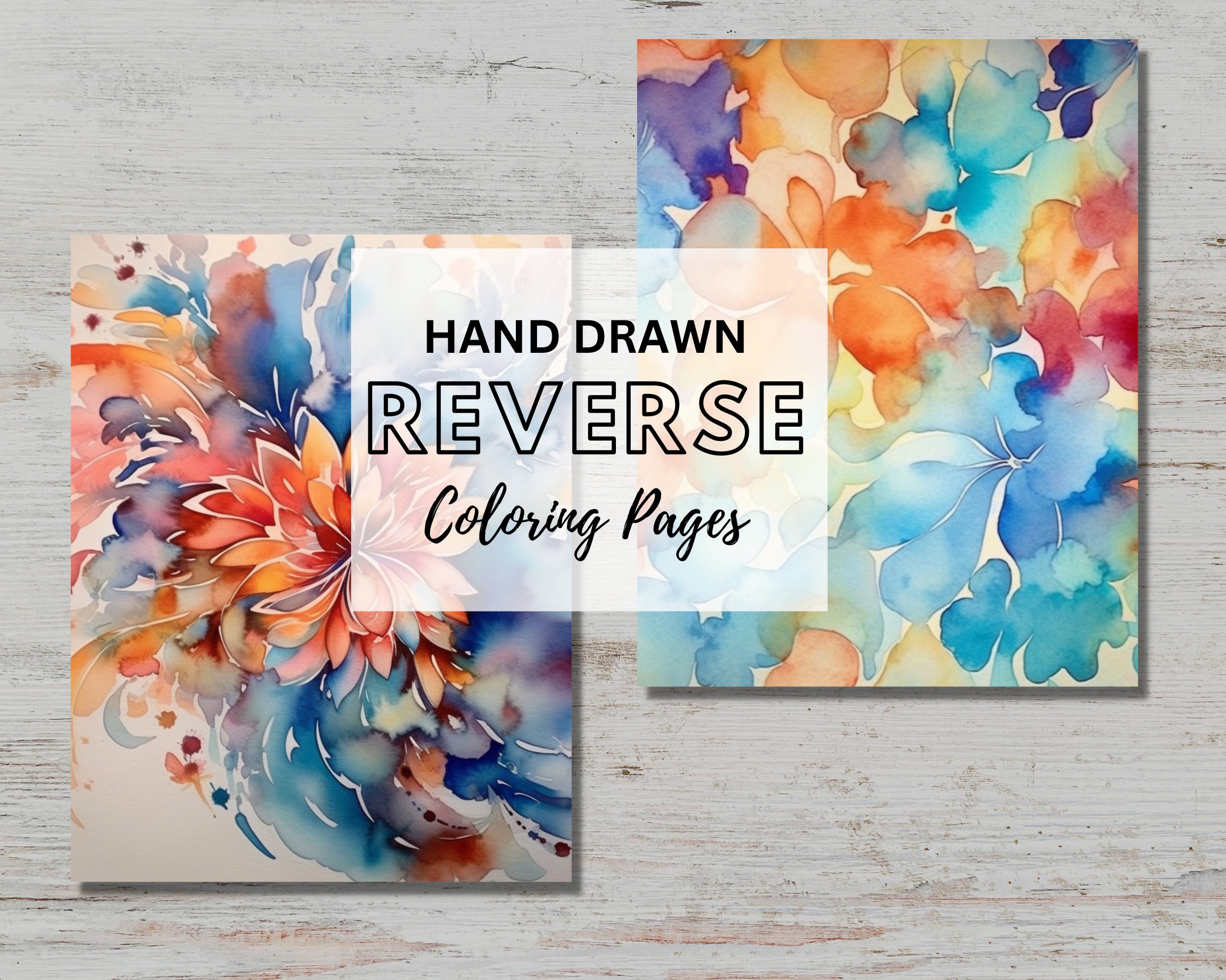 Reverse Coloring Pages Bundle Printable Book for Adults Stress Relief ...