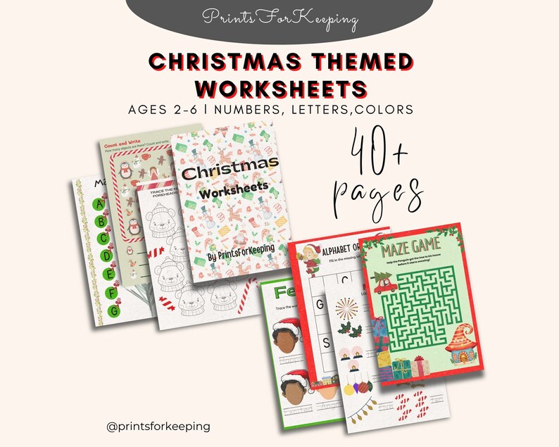Worksheets for Kids Preschool Printable Holiday Bundle for Kindergarten ...