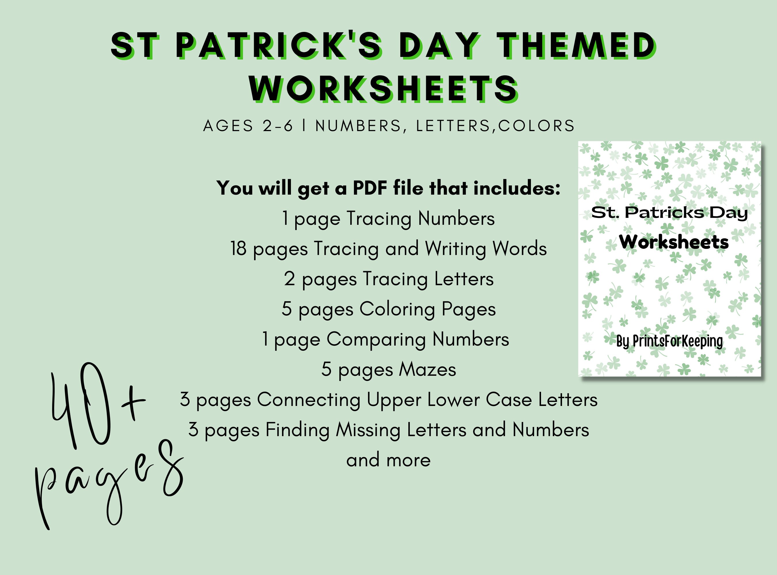 Preschool Printable Worksheets Bundle St Patricks Day - Etsy