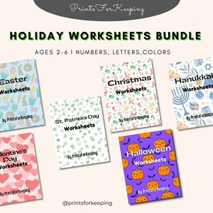 Worksheets for Kids Preschool Printable Holiday Bundle for Kindergarten ...