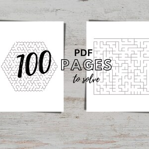 100 Maze Puzzle Pages Bundle Kids Printable Adults Book Stress Relief ...