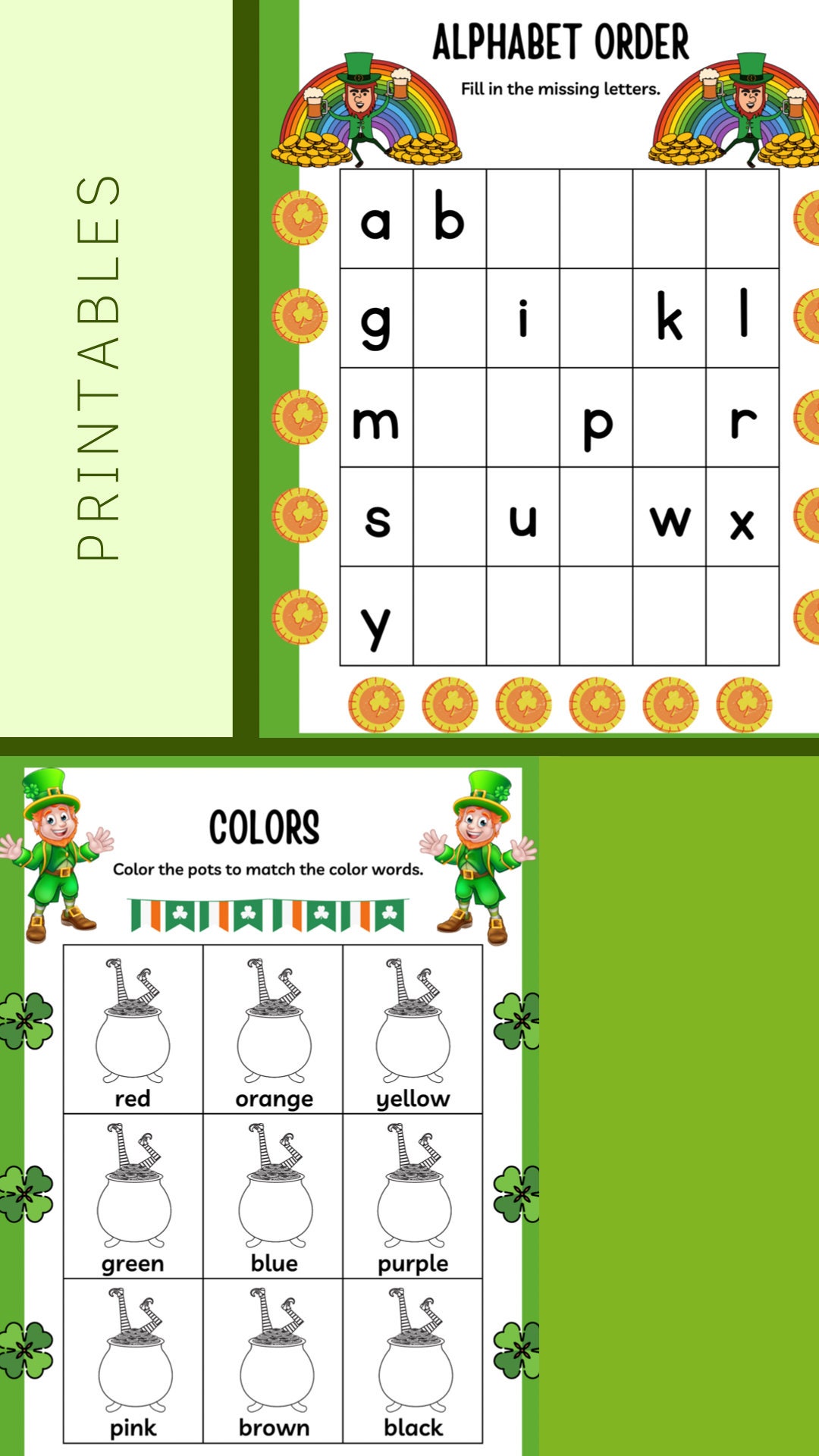 Preschool Printable Worksheets Bundle St Patricks Day - Etsy