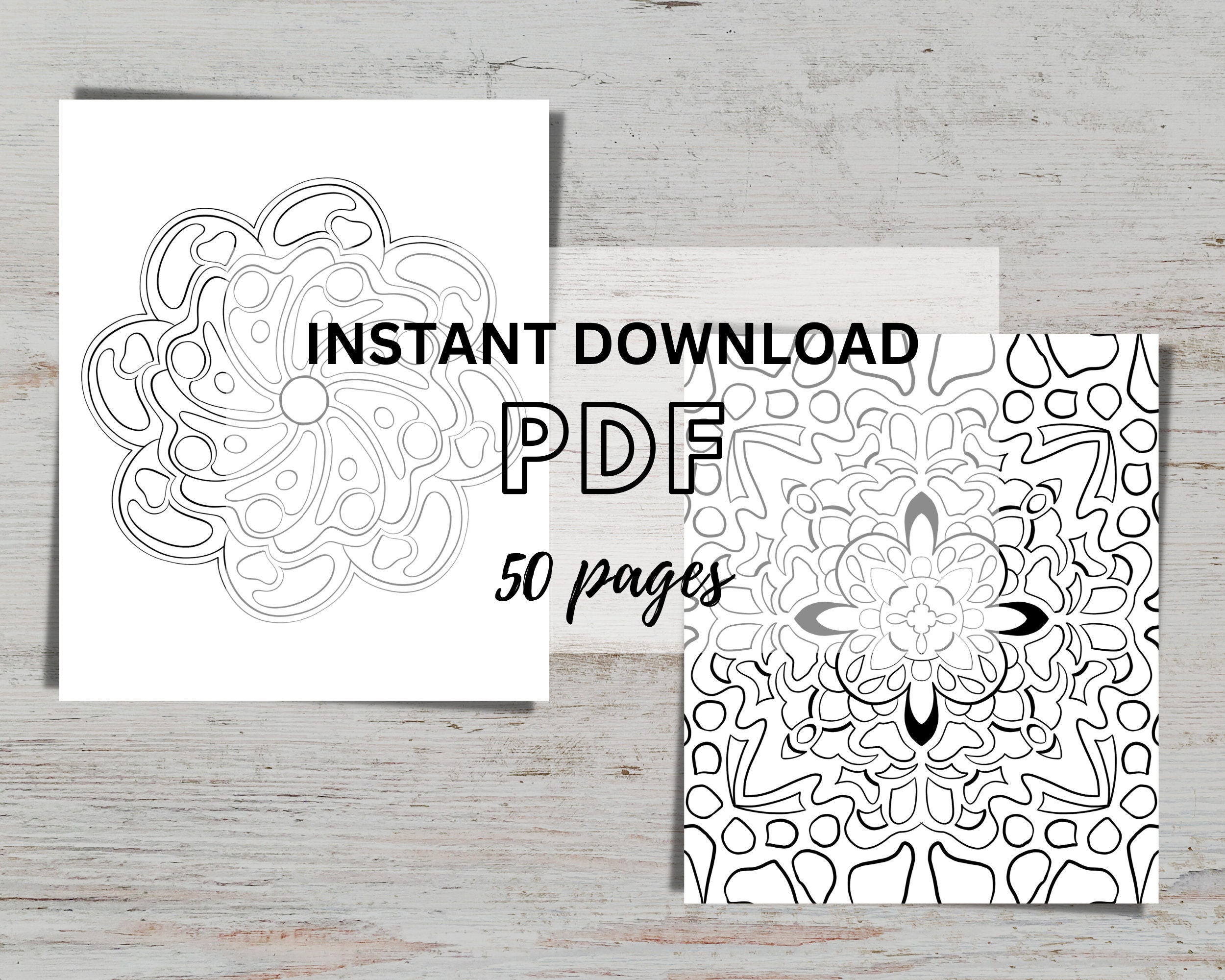 Mandala Coloring Pages for Adults Printable 50 Coloring Book for Mental ...