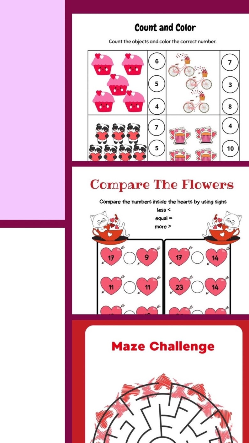 Preschool Printable Worksheets Valentines Day Activities for - Etsy