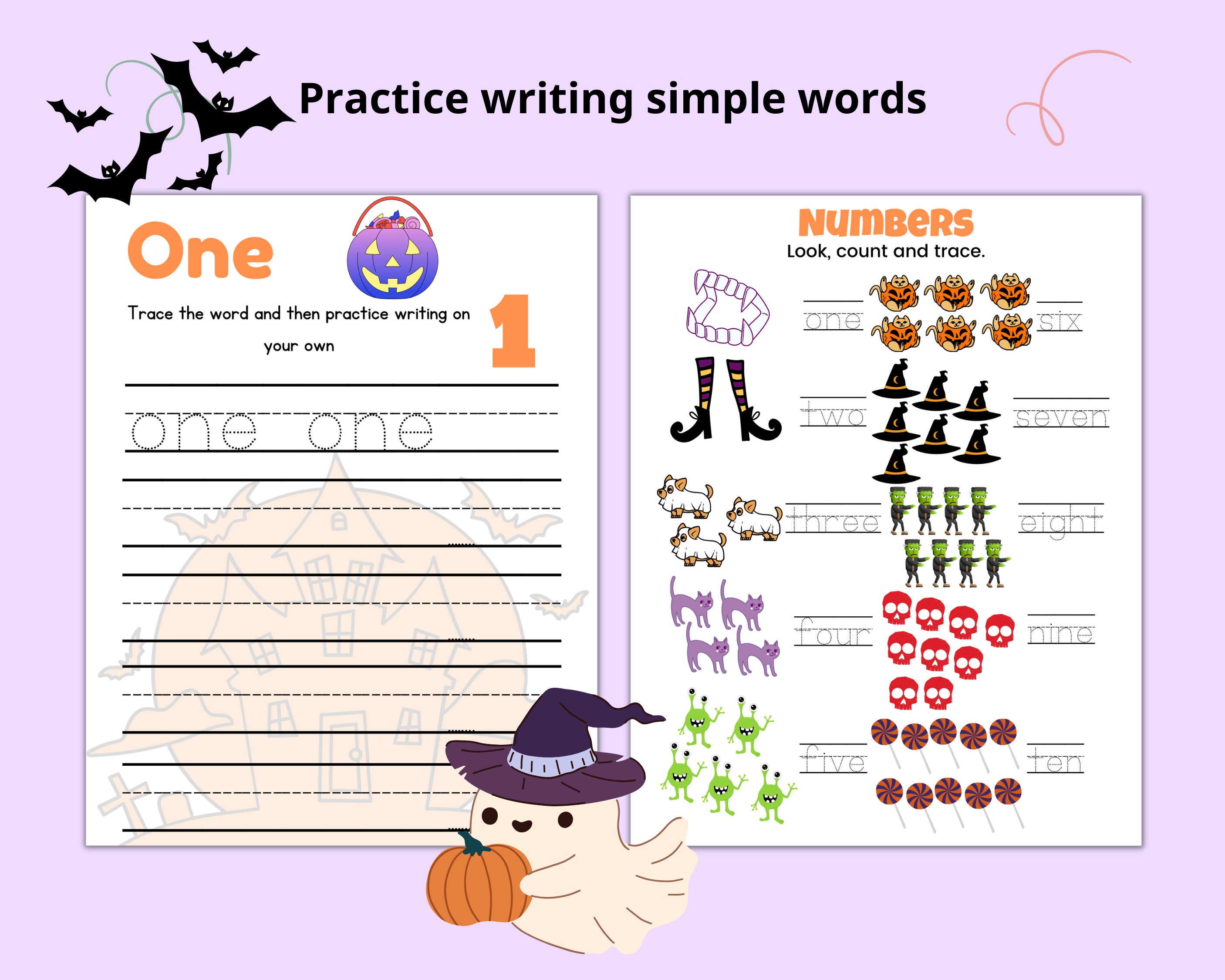 Halloween Preschool Worksheets Bundle Printable Homeschool - Etsy
