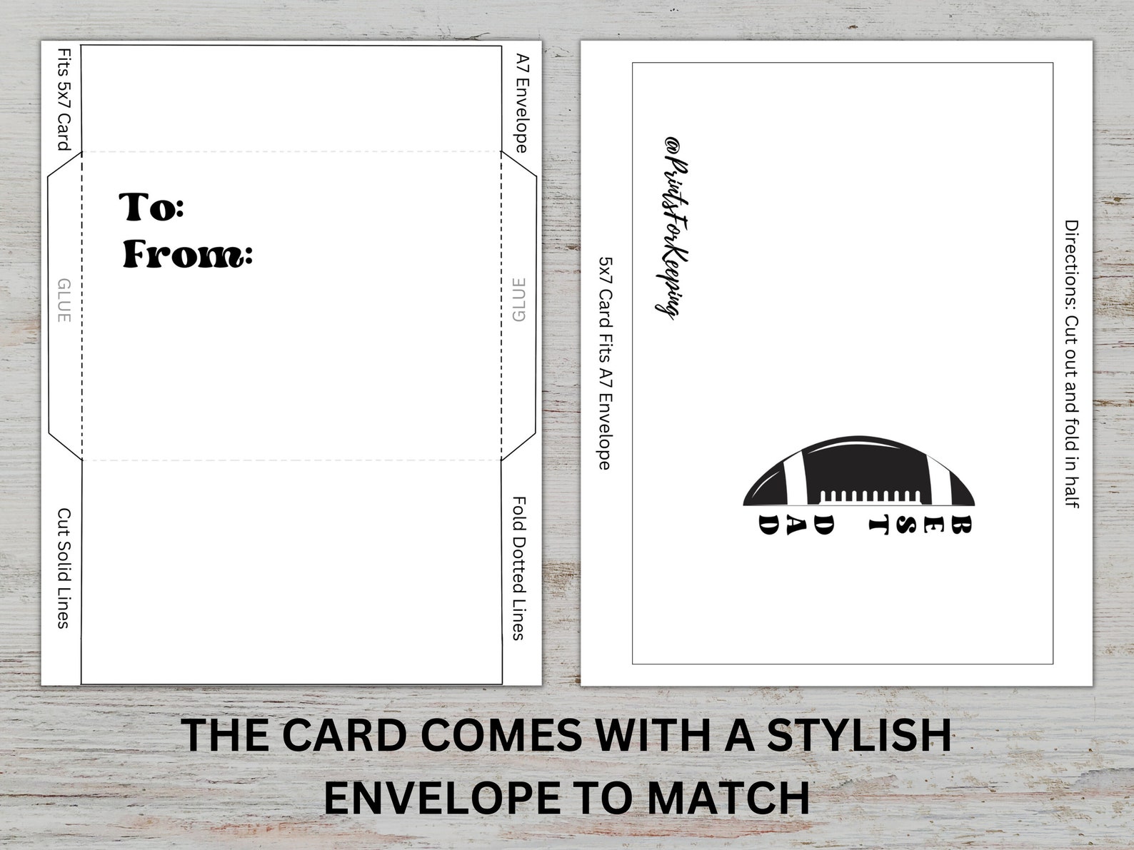 Father's Day Card for Football Dad Birthday Card Printable Envelope ...