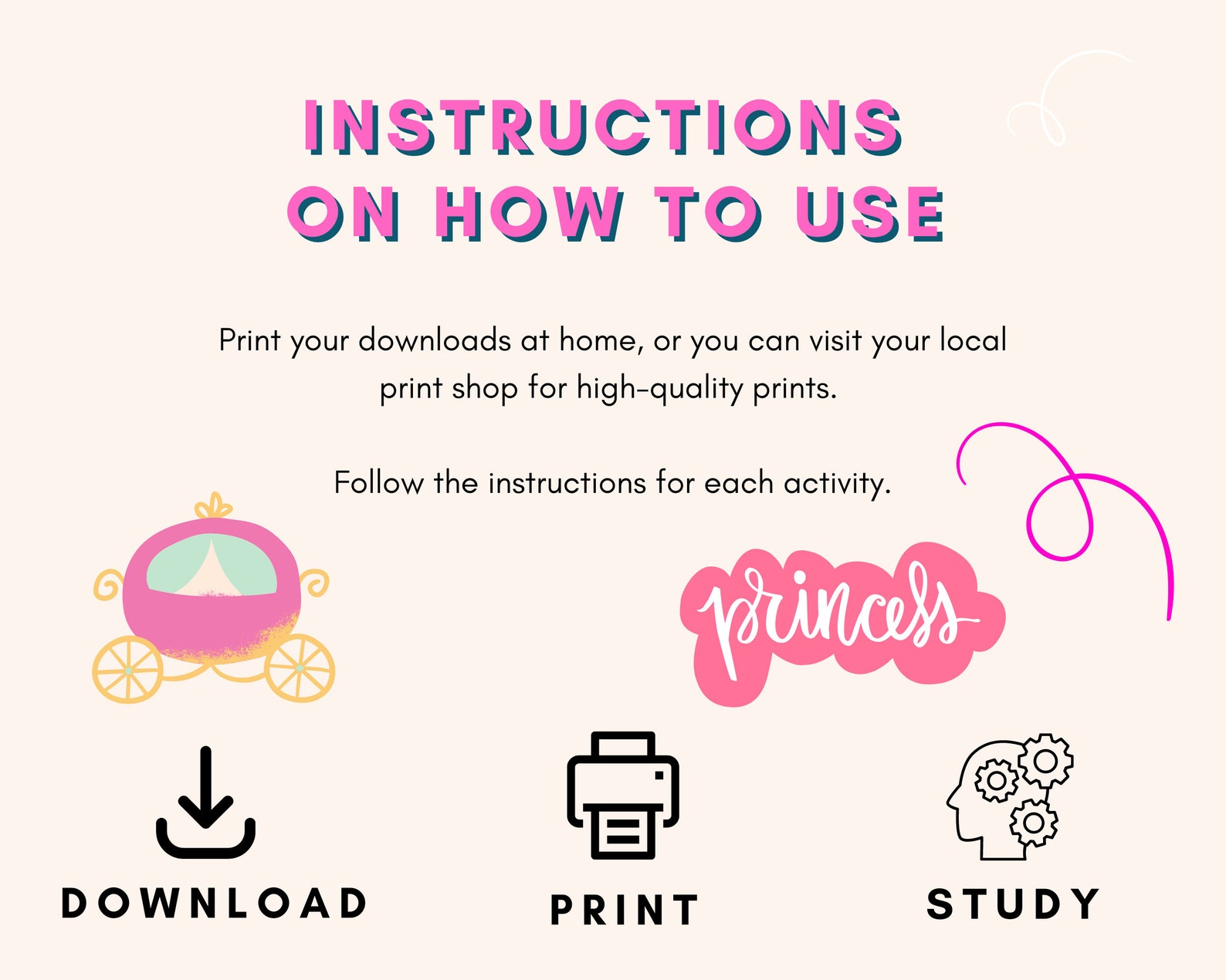 Preschool Printable Worksheets Princess for Girls Book Printable Kindergarten Study Pack Gift ...