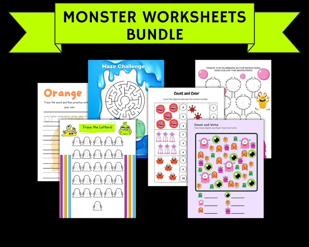 Preschool Printable Worksheets Monster Activities for Kids Book ...
