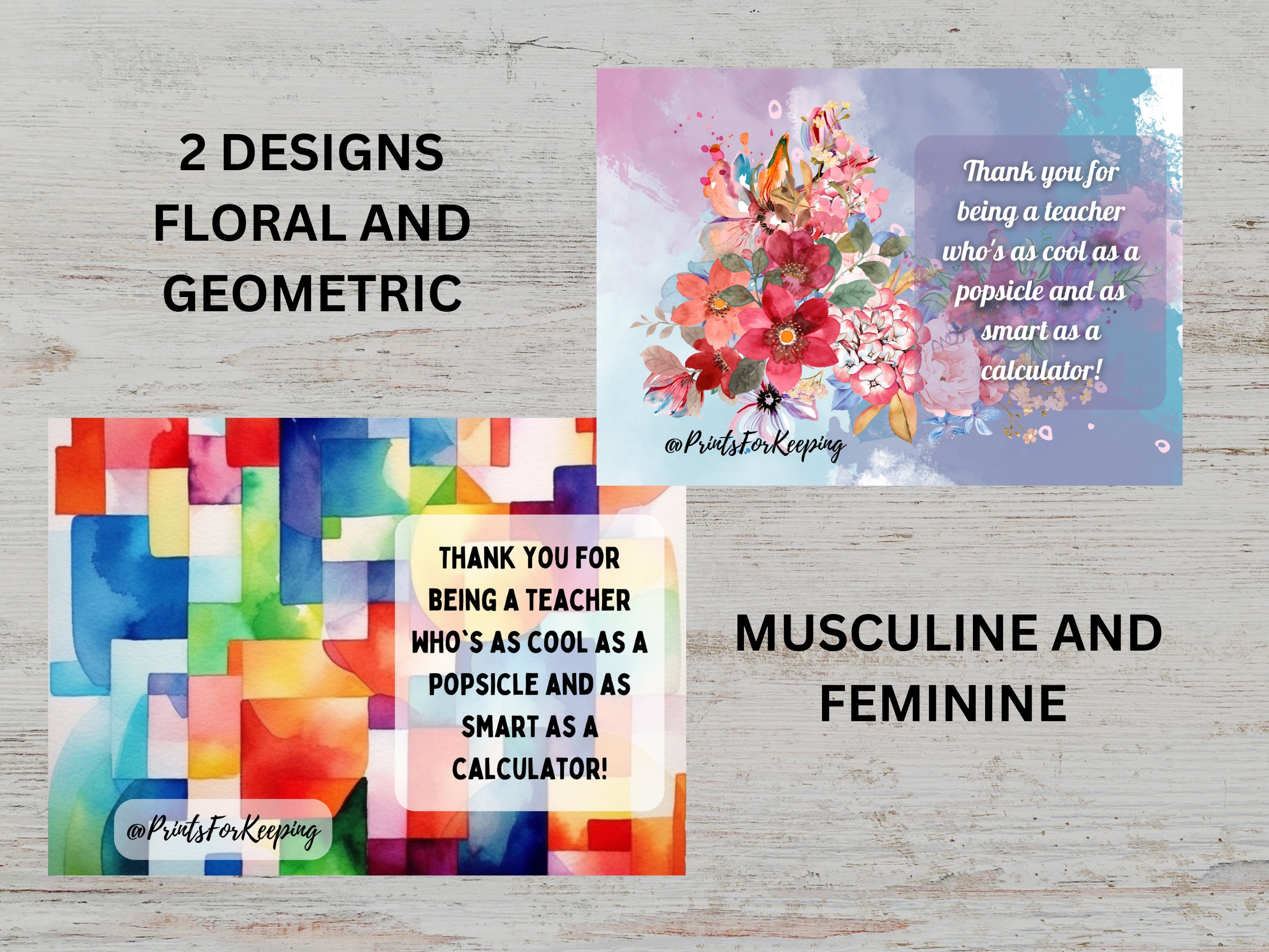 Teacher Thank You Gift Printable Card Greeting Cards Bundle for Teacher ...