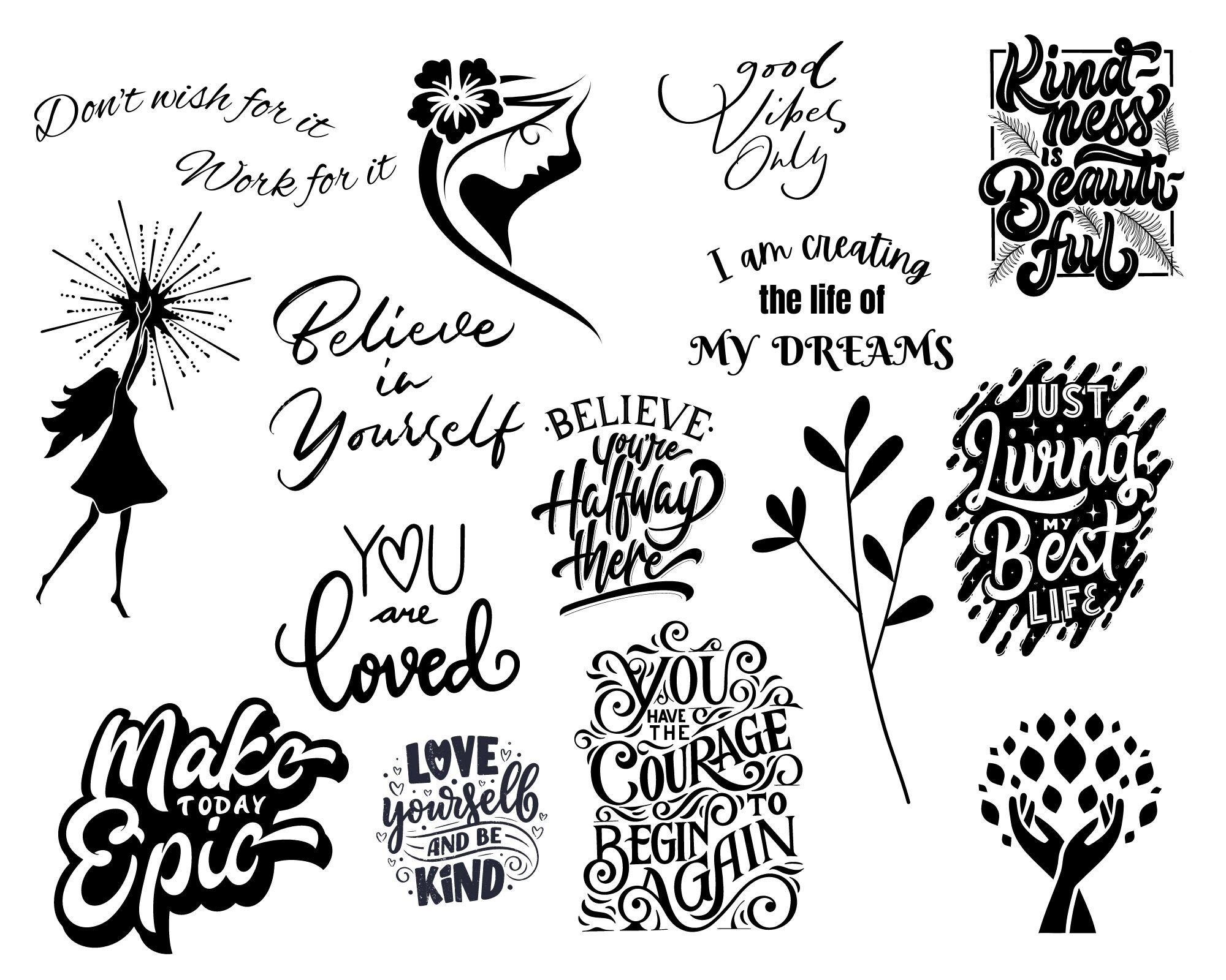 SVG Bundle for Cricut Silhoette Cutting File Inspirational Quotes Cut ...