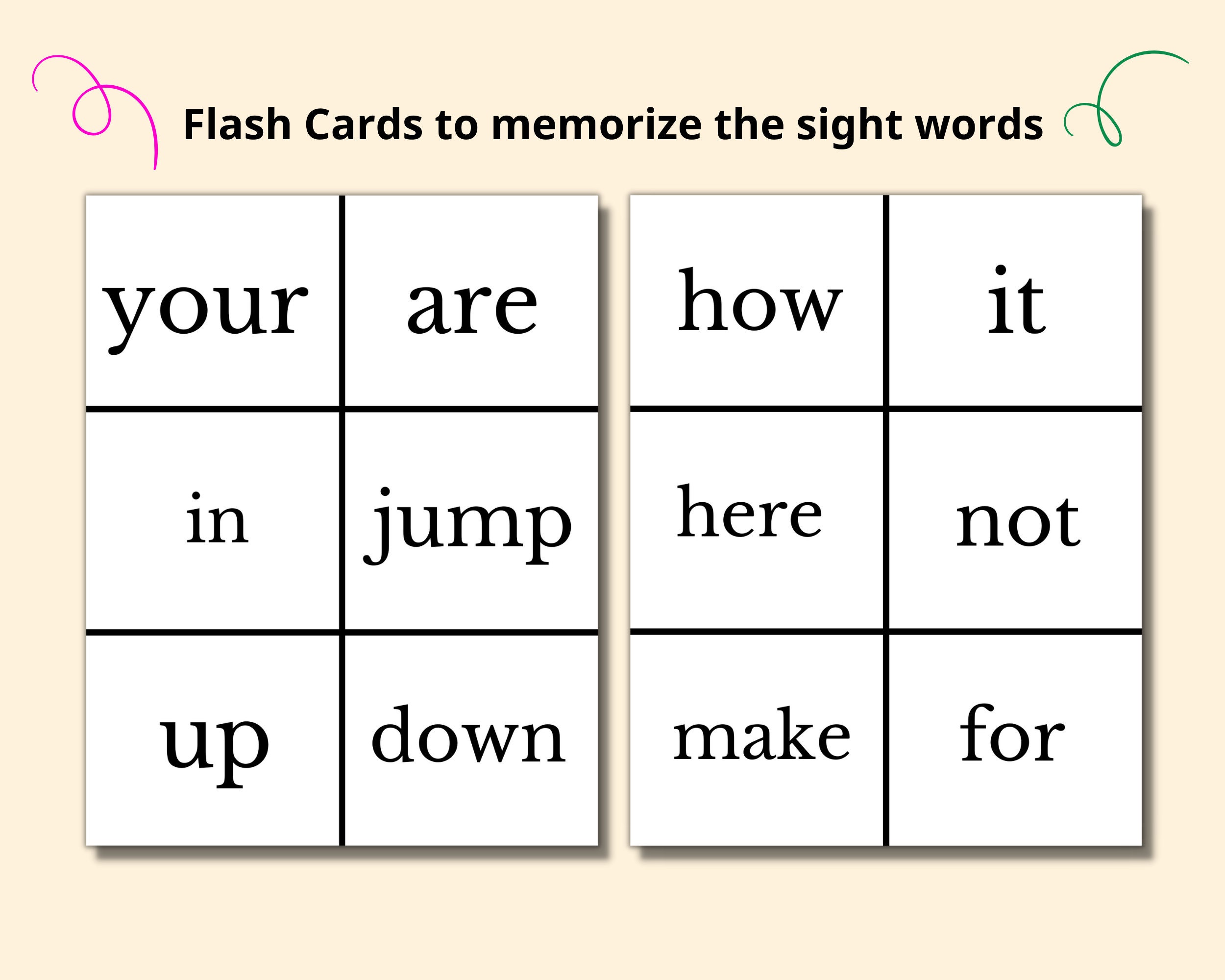 Sight Words Flash Cards Worksheets Printable for Toddler Printable for ...
