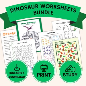 Dinosaur Worksheets for Preschool Activity Printable Dinosaur Bundle ...