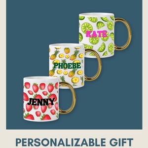 Personalized Name Mug Gift Name Cup Pretty Tea Mug Morning Fruit Mug ...