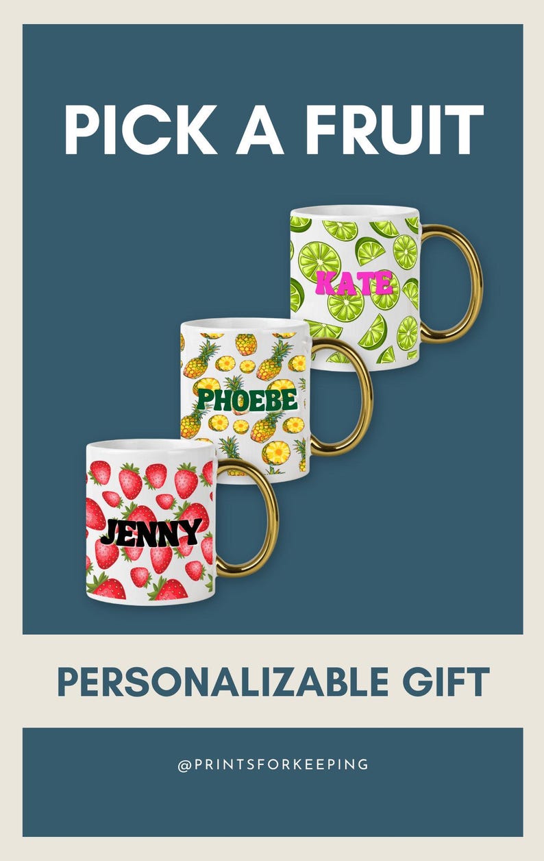 Personalized Name Mug Gift Name Cup Pretty Tea Mug Morning Fruit Mug ...
