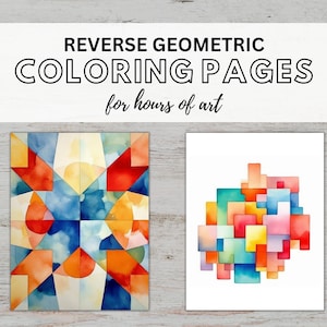 Geometric Reverse Coloring Pages Mindfulness Printable Inverse Coloring ...