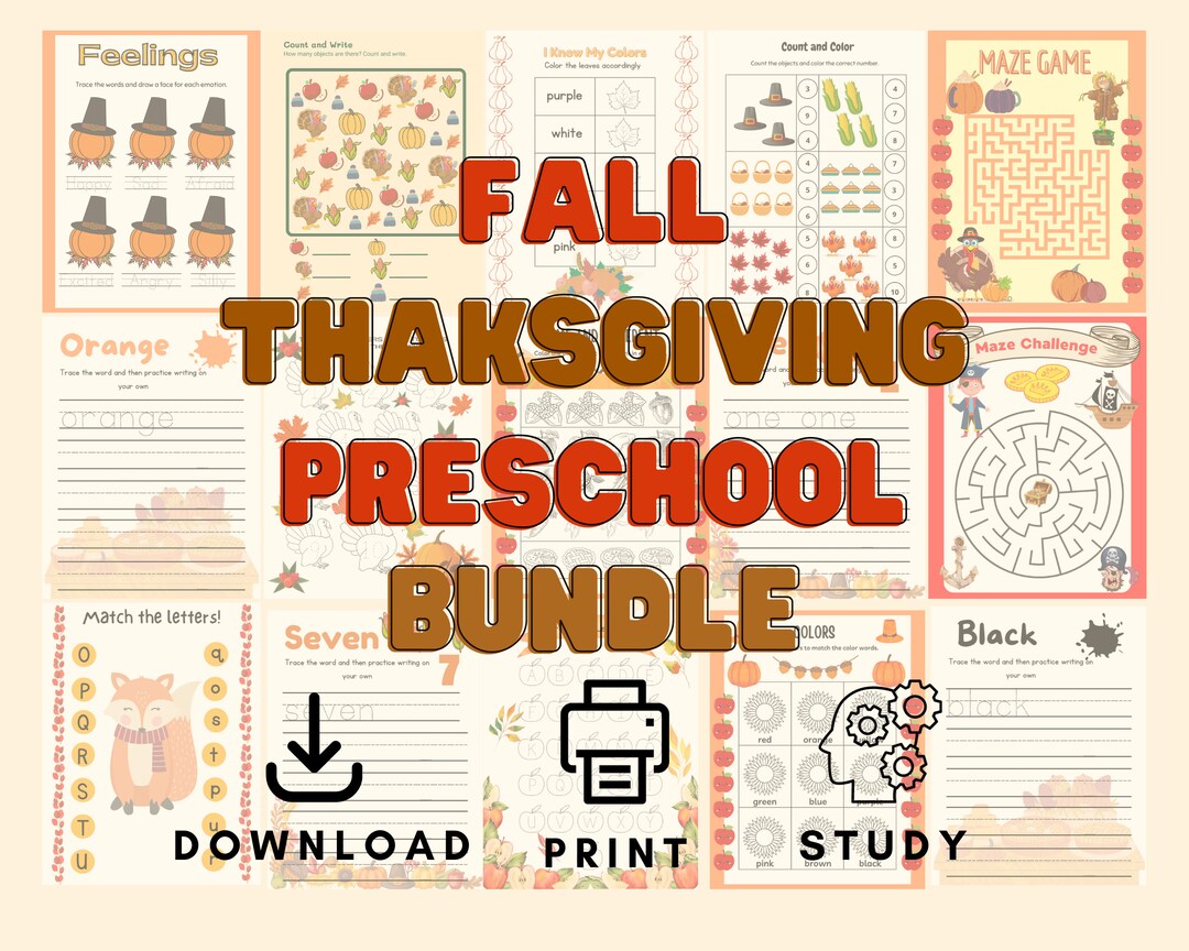 Thanksgiving Busy Book Printable Kids Activity Book Toddler Learning ...