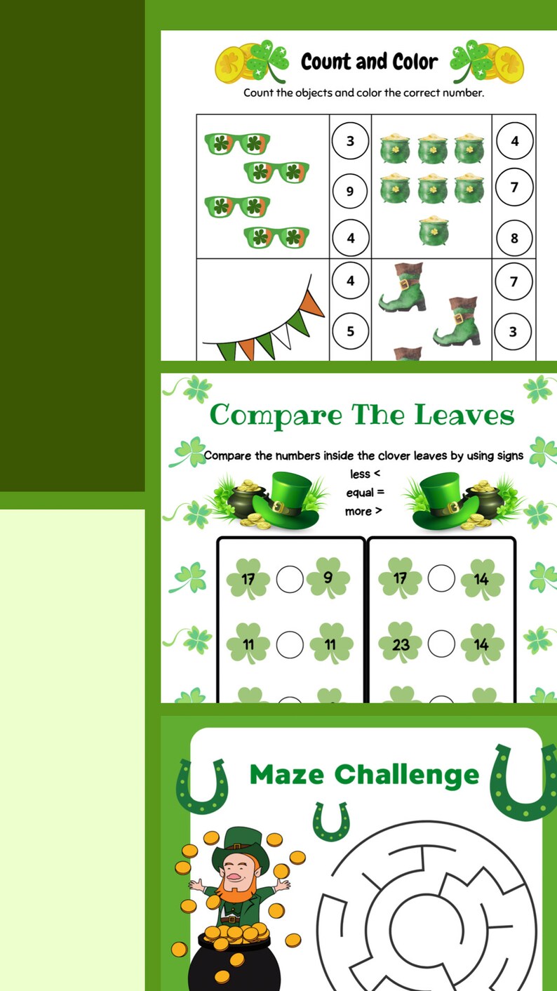 Preschool Printable Worksheets Bundle St Patricks Day - Etsy