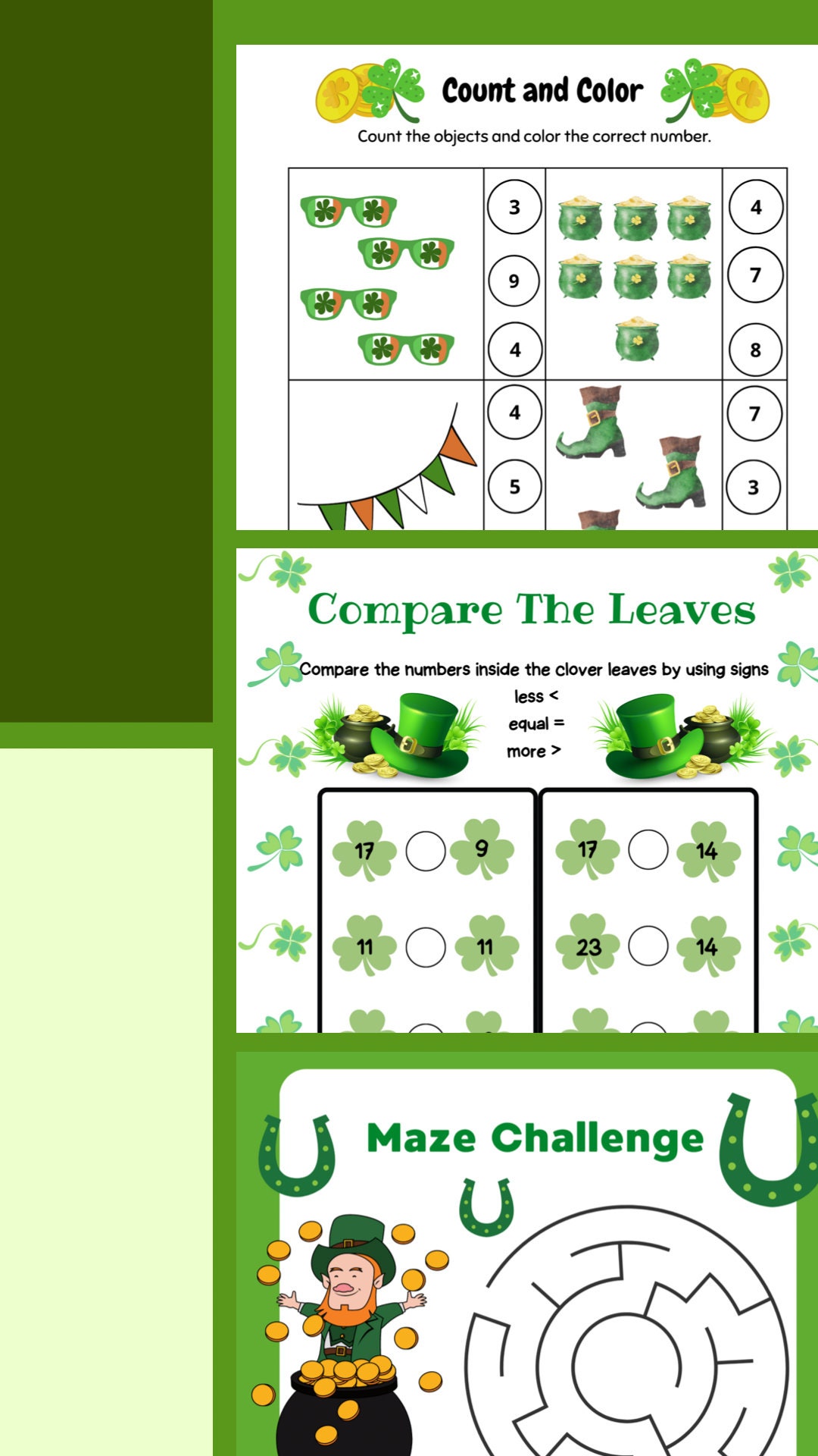 Preschool Printable Worksheets Bundle St Patricks Day - Etsy