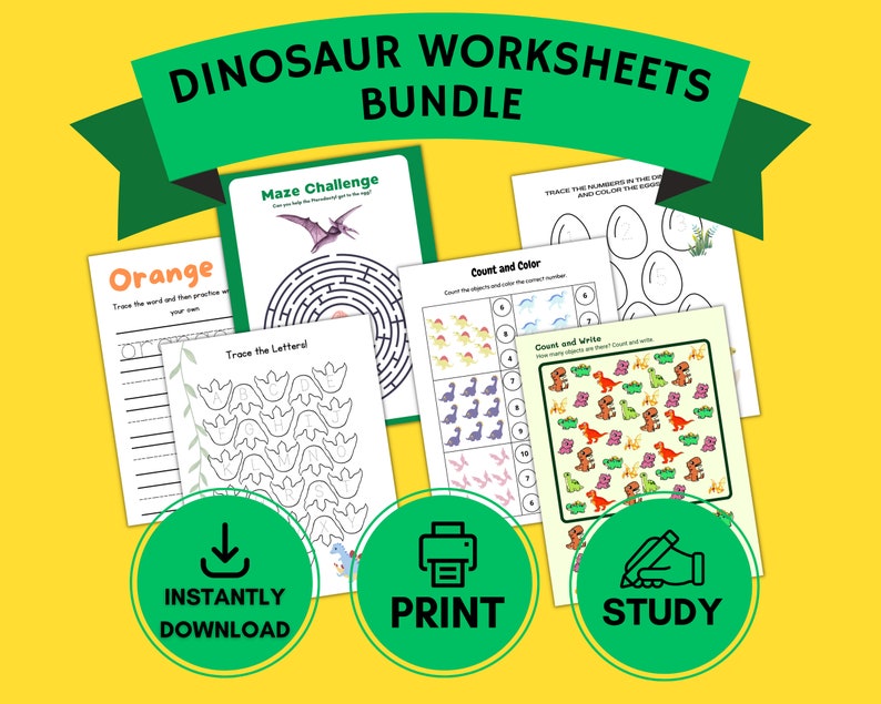 Preschool Work Book Printable Dinosaur Worksheets for - Etsy