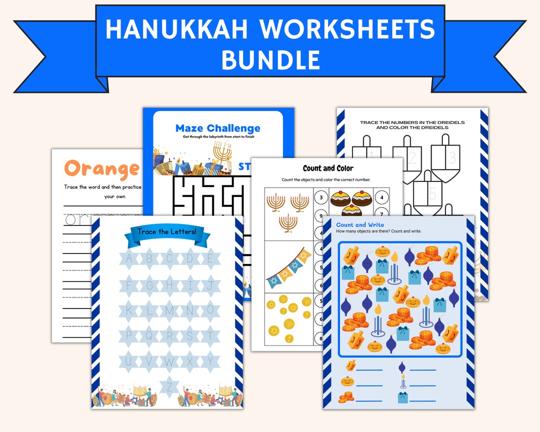 Worksheets for Kids Printable Workbook for Preschool Teacher Hanukkah ...