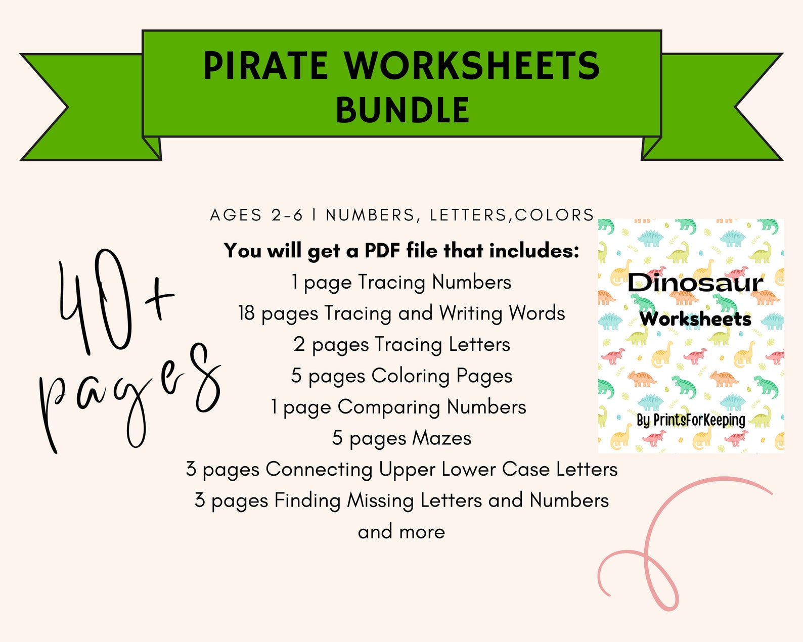 Dinosaur Worksheets for Preschool Activity Printable Dinosaur Bundle ...