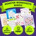 Preschool Monster Workbook Printable Monster Worksheets Bundle for Kids ...