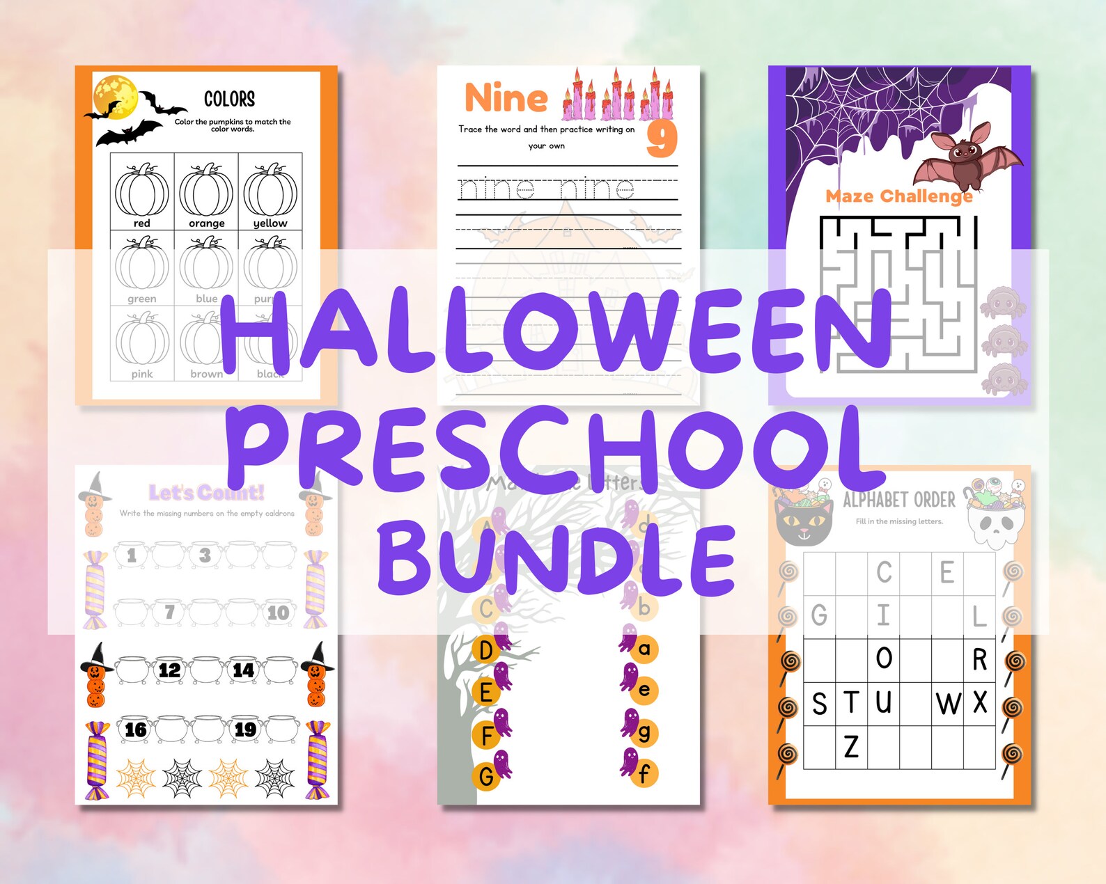 Halloween Preschool Worksheets Bundle Printable Homeschool - Etsy