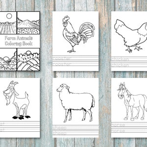 Coloring Book Farm for Kids Drawing Pages for Toddler Gift Animal ...
