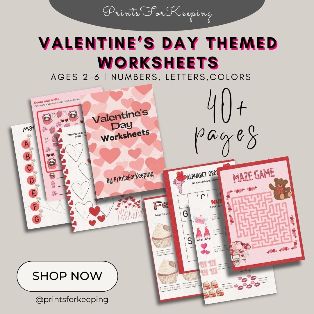 Preschool Printable Worksheets Valentines Day Activities for Kids Book ...