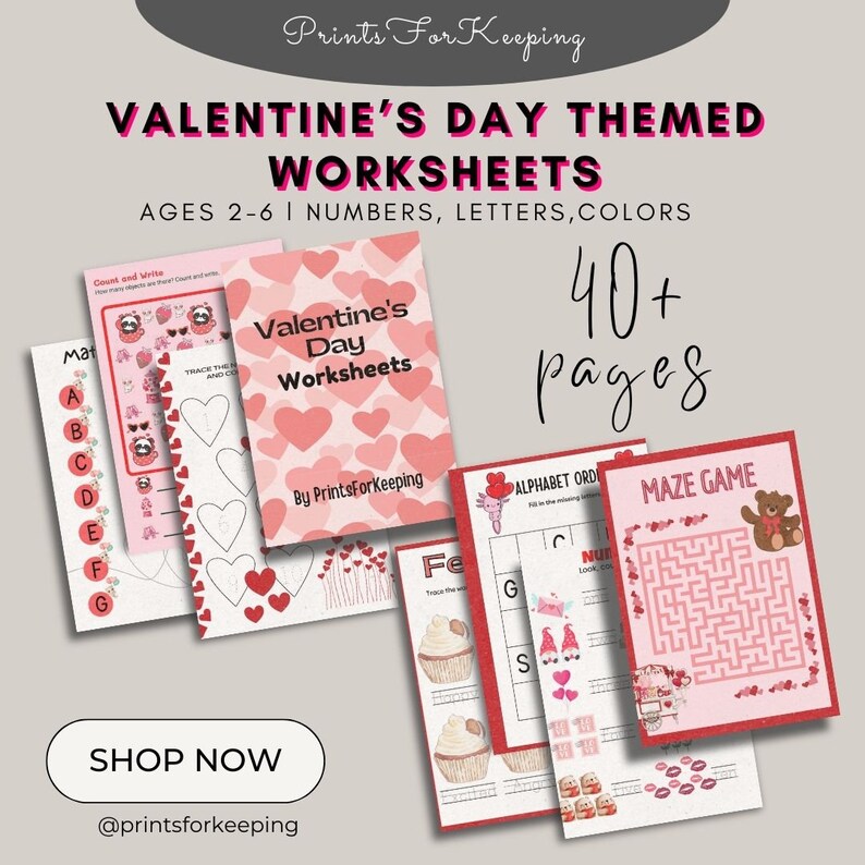 Preschool Printable Worksheets Valentines Day Activities for Kids Book ...