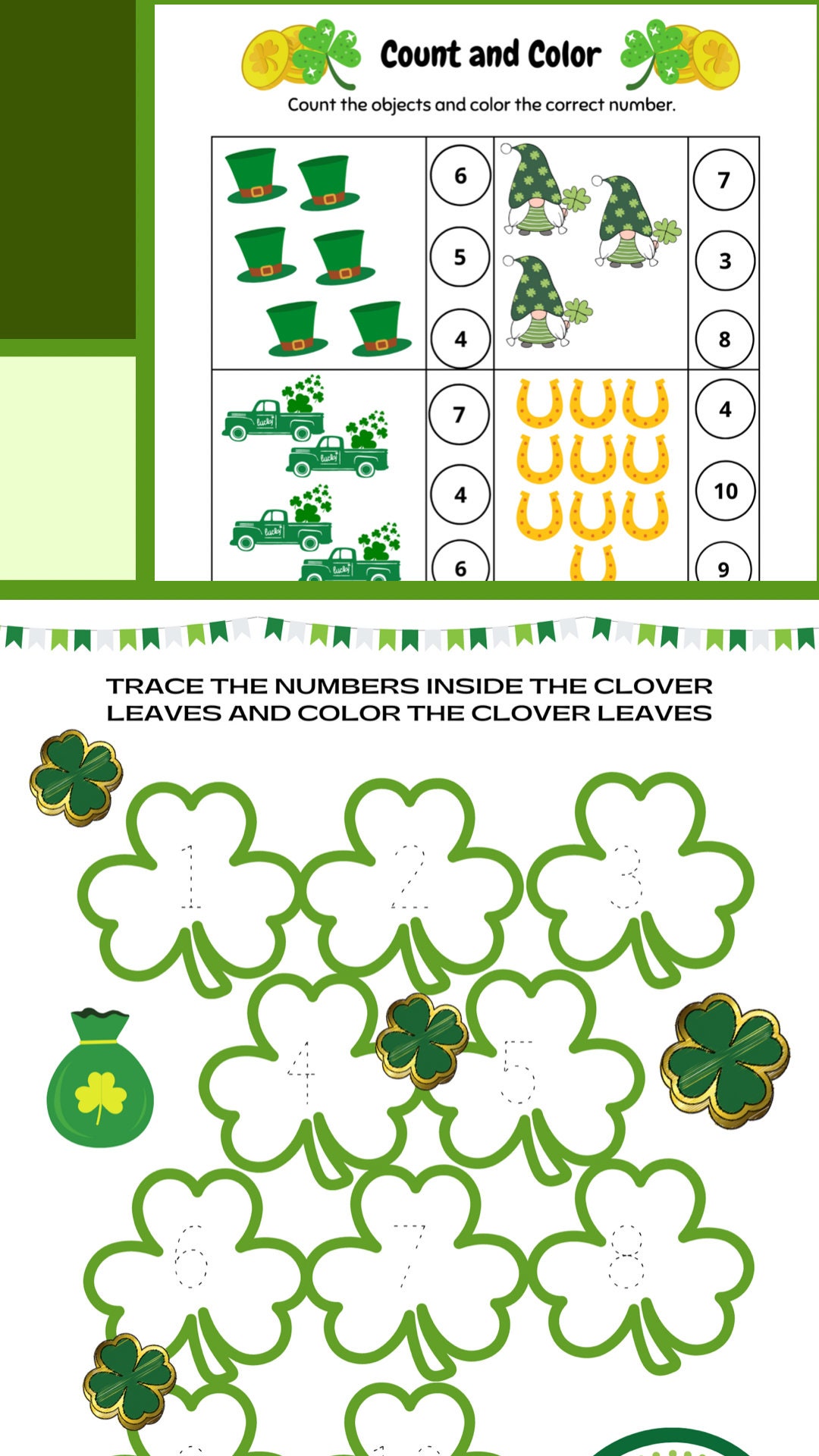Preschool Printable Worksheets Bundle St Patricks Day - Etsy