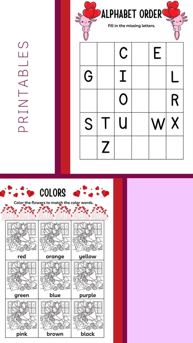 Preschool Printable Worksheets Valentines Day Activities for - Etsy