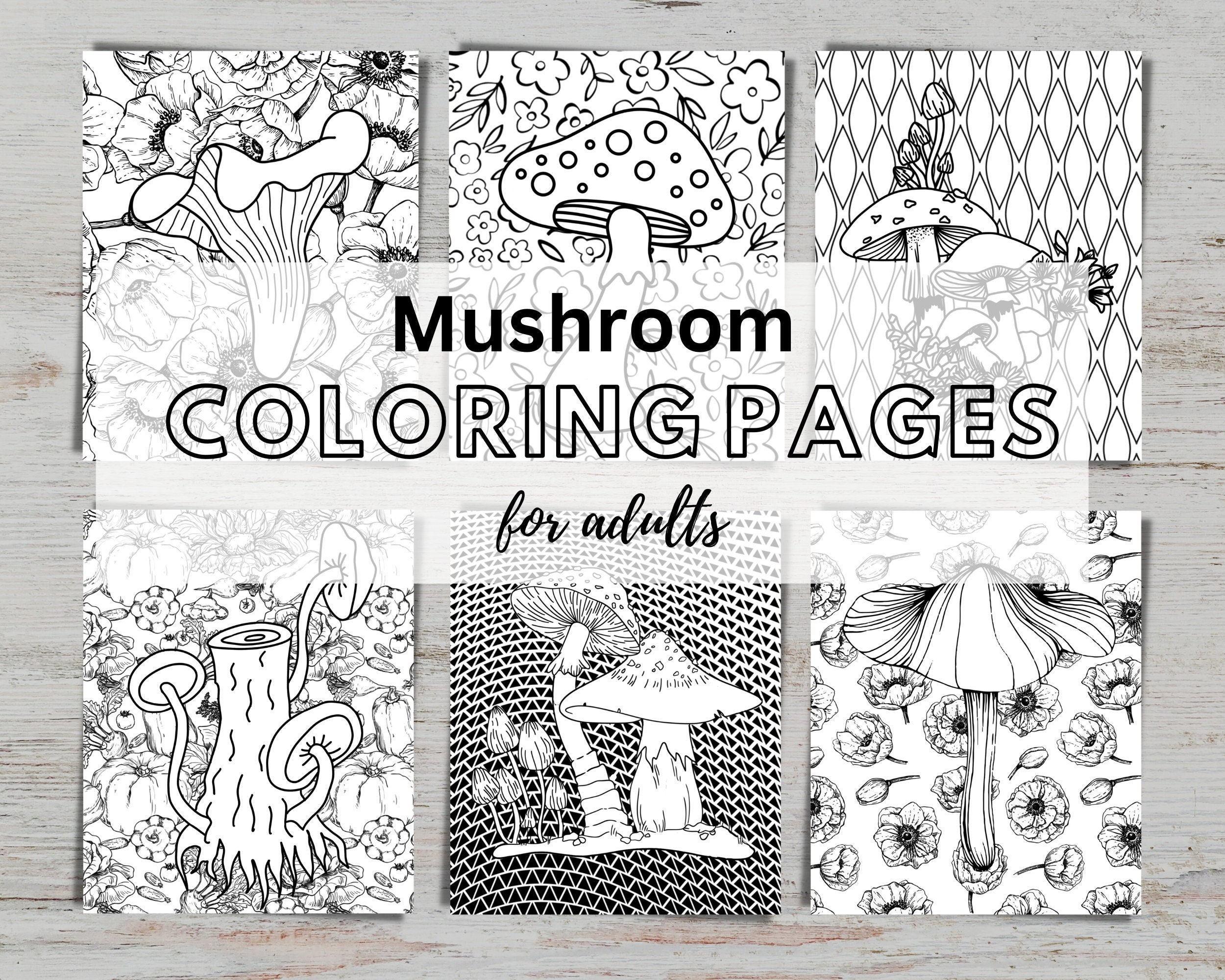 50 Mushroom Coloring Pages for Adults Pattern Hand Drawn - Etsy