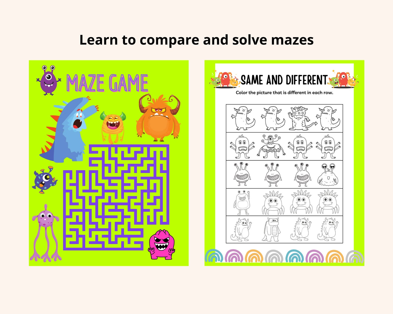 Preschool Monster Workbook Printable Monster Worksheets Bundle for Kids ...