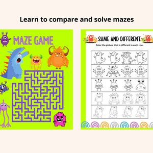 Monster Preschool Worksheets Bundle Printable Homeschool Activities ...