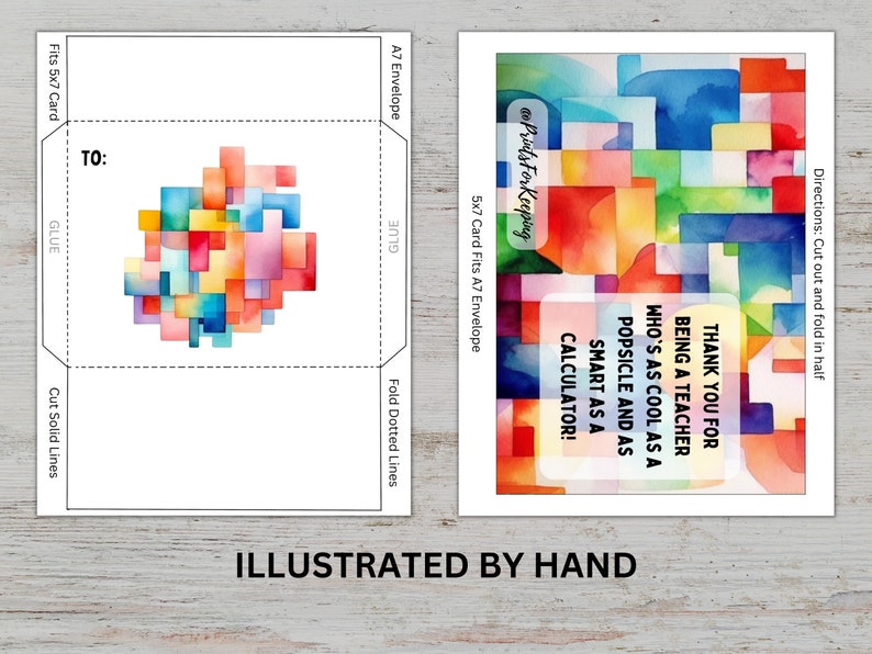 Teacher Thank You Gift Printable Card Greeting Cards Bundle for Teacher ...