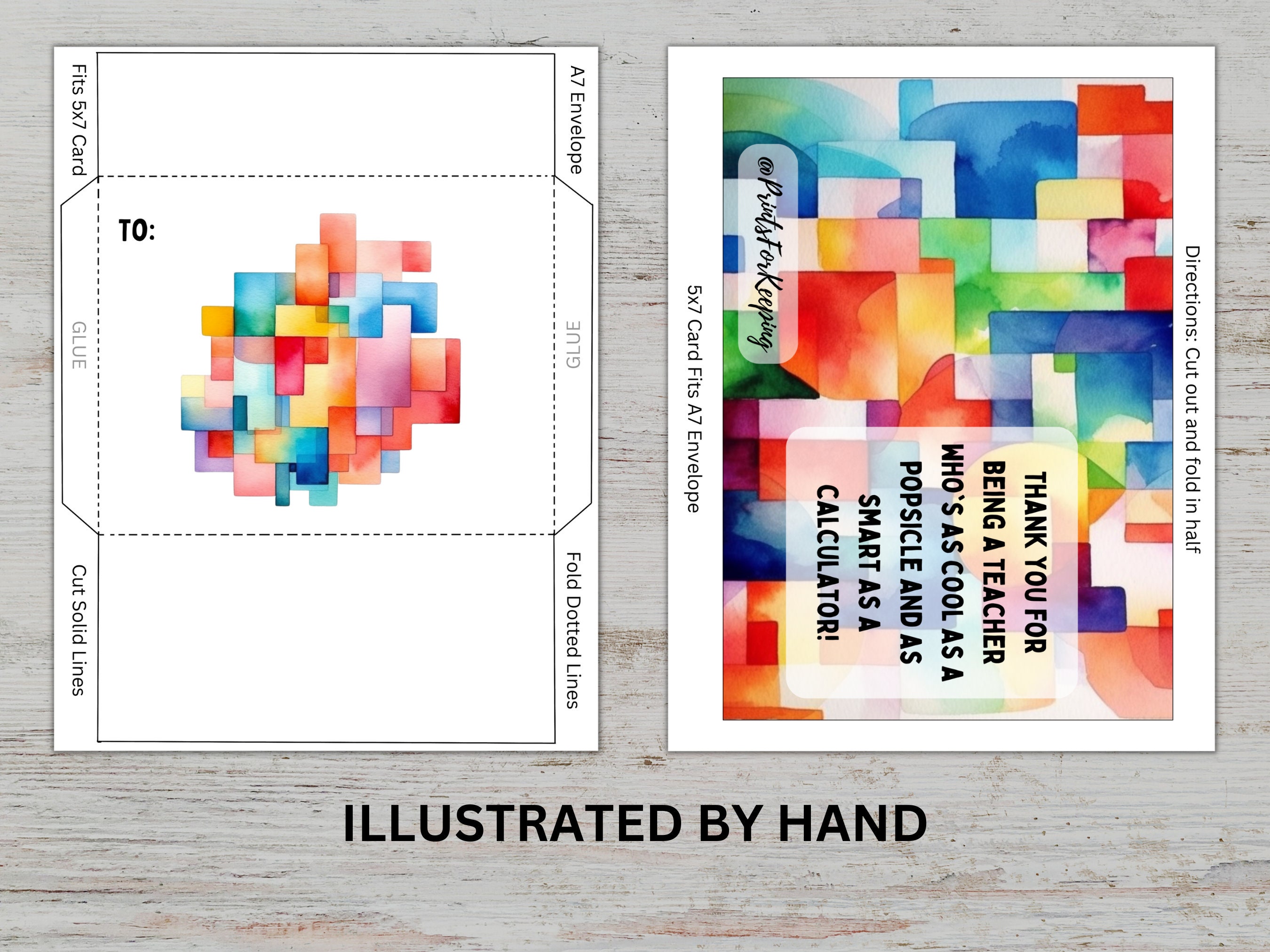 Teacher Thank You Gift Printable Card Greeting Cards Bundle for Teacher ...