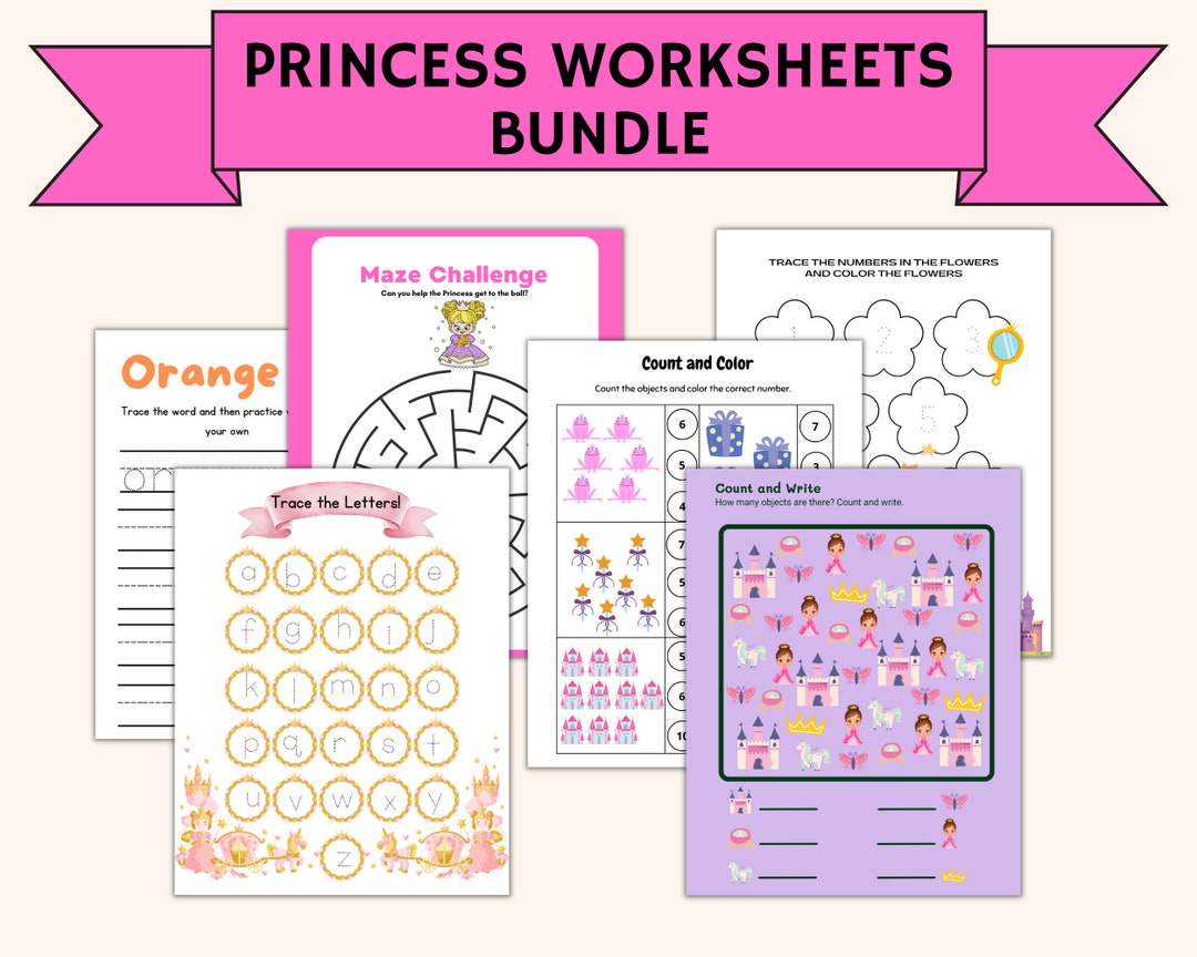 Worksheets for Kids Printable Princess Activity Study Book for Summer ...