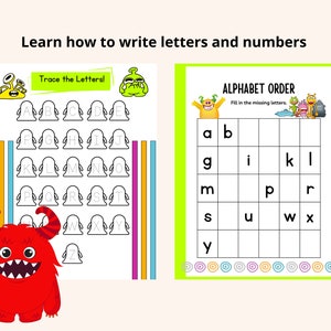 Preschool Printable Worksheets Monster Activities for Kids Book ...