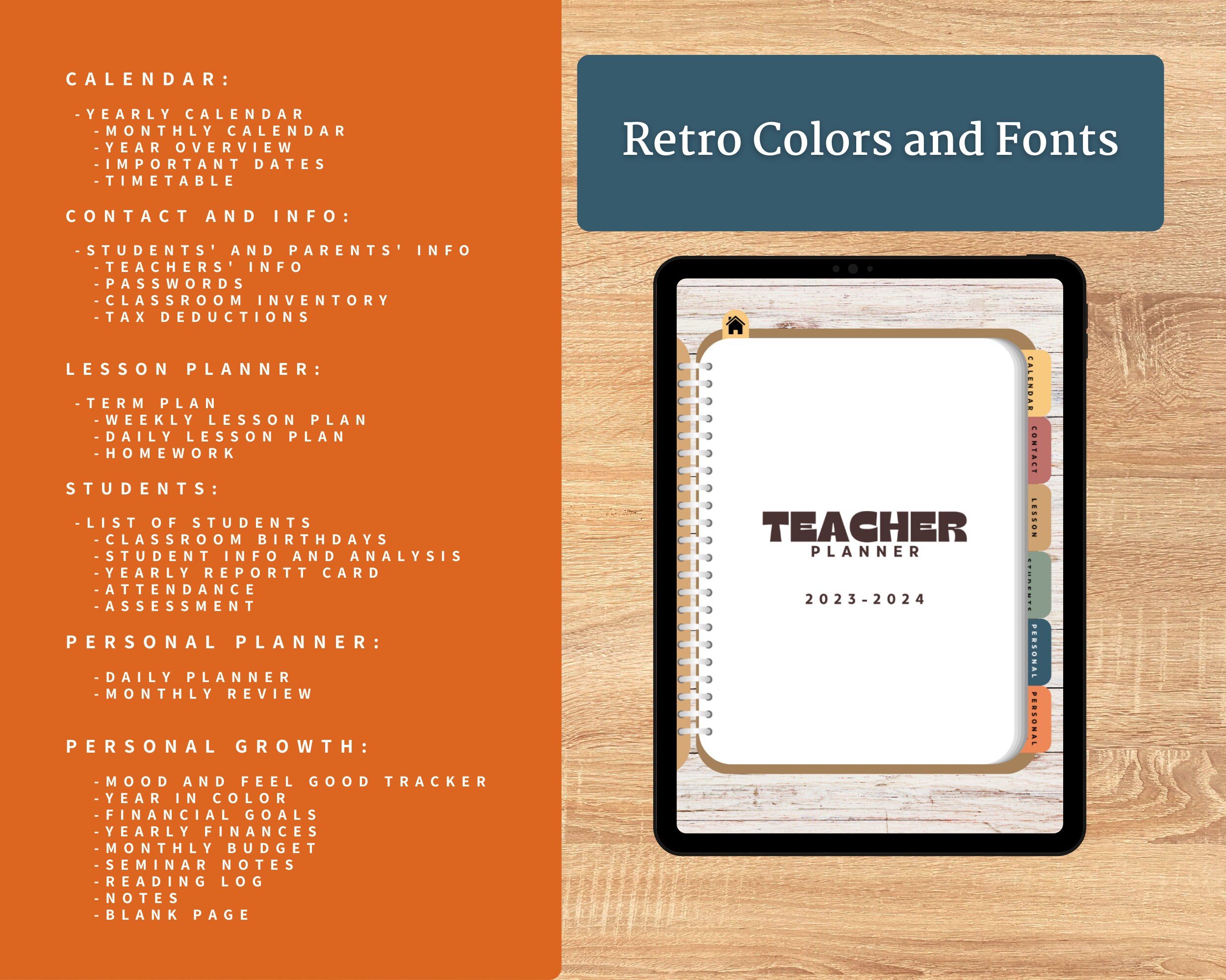 Retro Teacher Digital Planner for Teacher Journal Teacher - Etsy