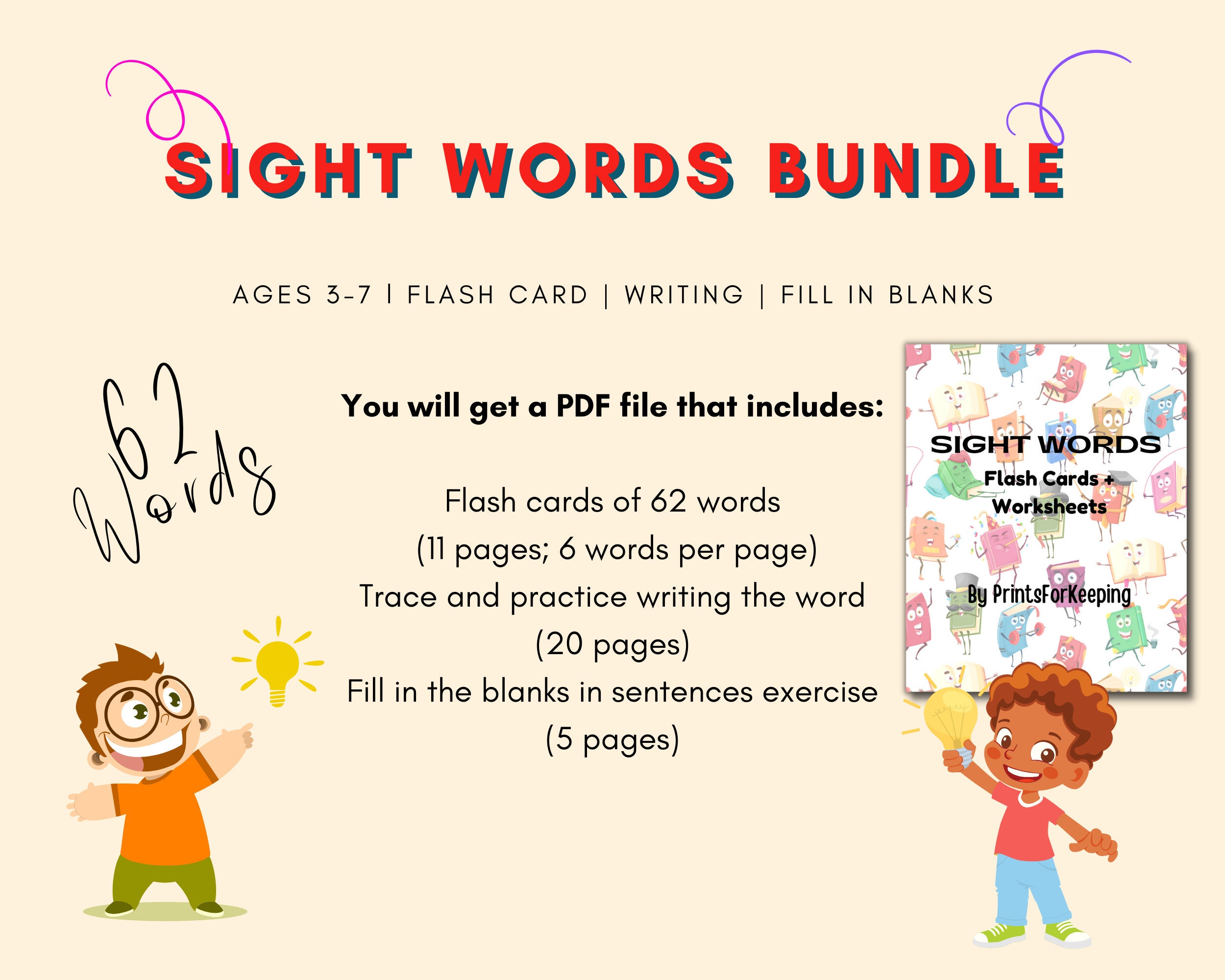 Sight Words Flash Cards Worksheets Printable for Toddler Printable for ...
