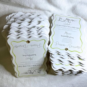 Scalloped Menu Wave Wedding Menu Custom Printed With Scalloped Edge ...