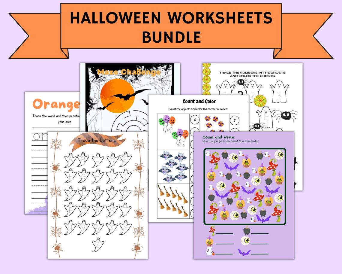 Worksheets for Kids Printable Activity Book Halloween Preschool ...