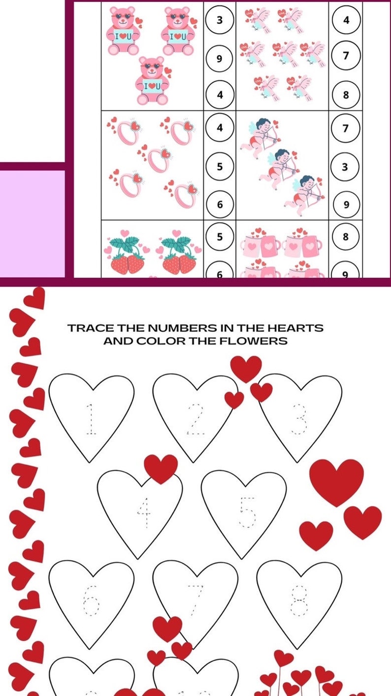 Preschool Printable Worksheets Valentines Day Activities for - Etsy