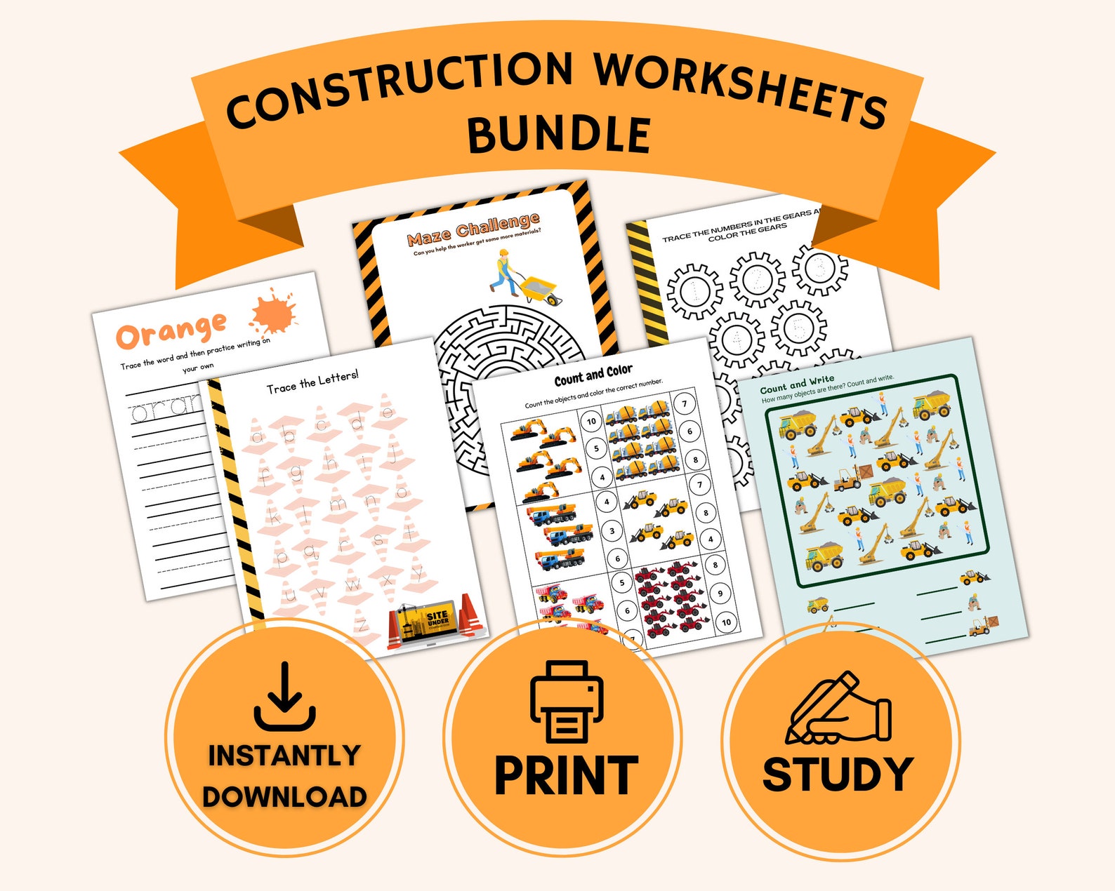 Construction Worksheets Preschool Printable for Kids Printable ...