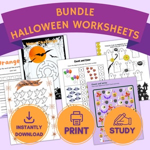 Preschool Halloween Worksheets Printable Bundle Worksheets Preschool ...