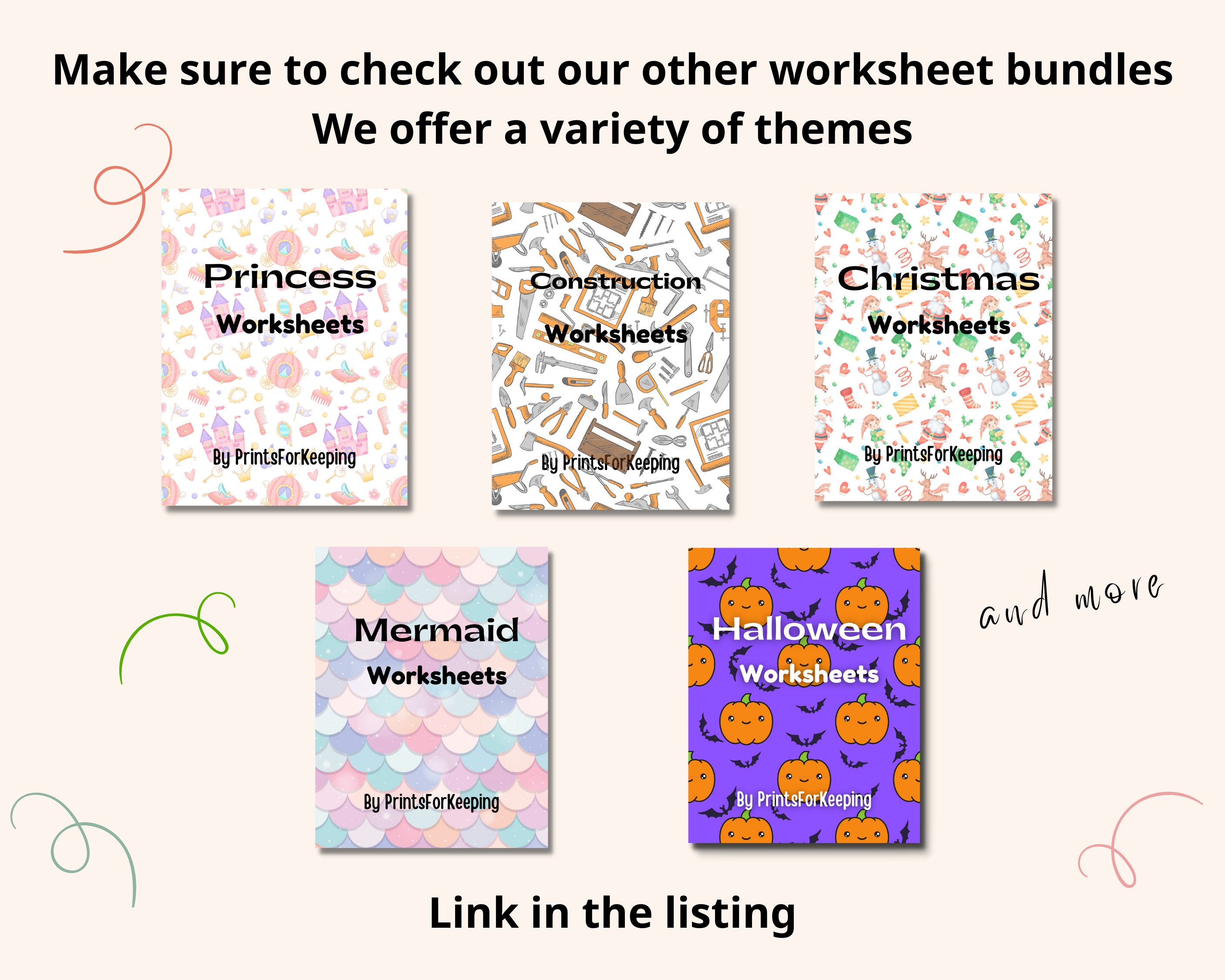 Preschool Printable Worksheets Princess for Girls Book Printable Kindergarten Study Pack Gift ...