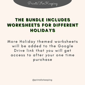 Worksheets for Kids Preschool Printable Holiday Bundle for Kindergarten ...