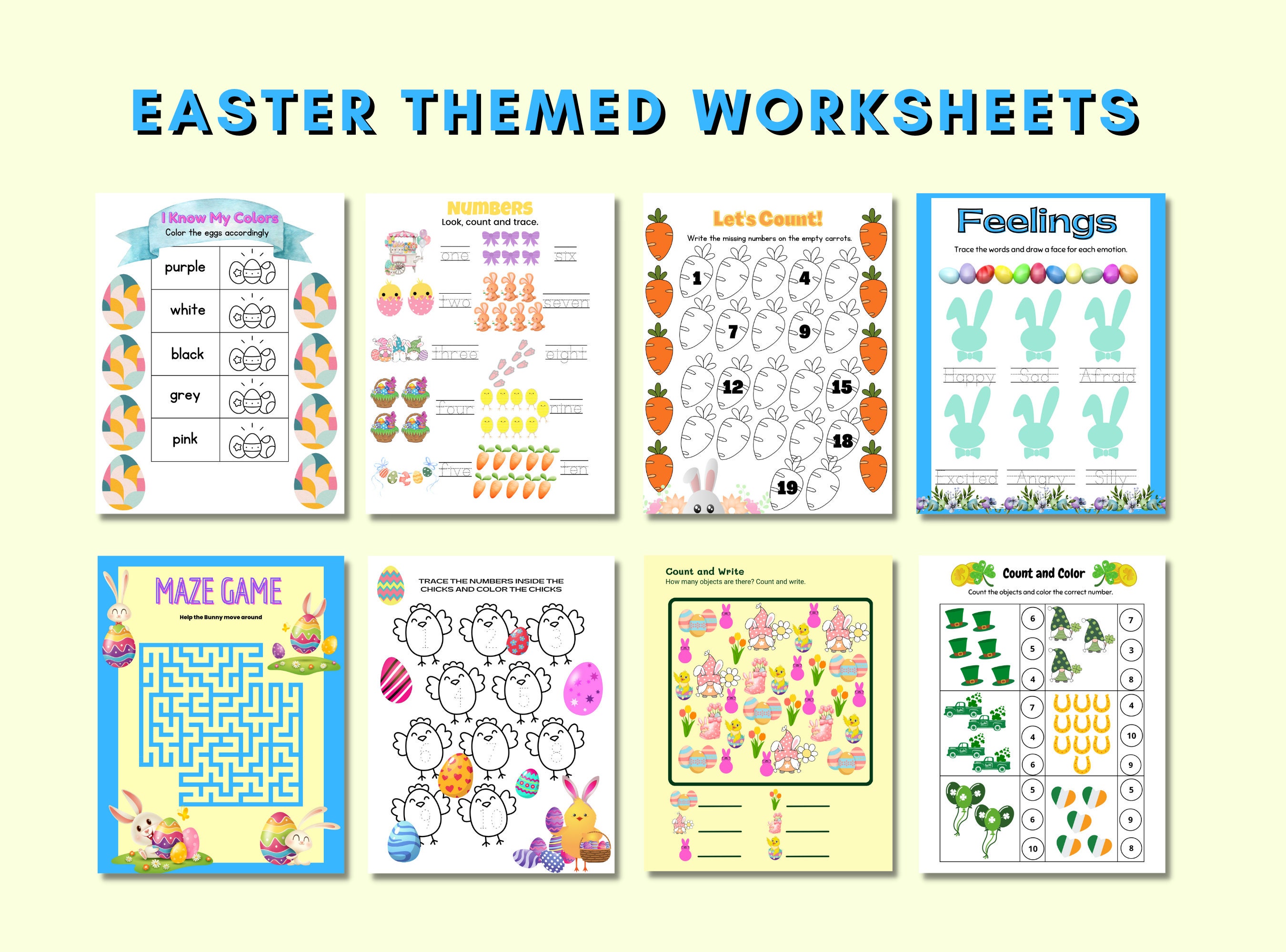 Preschool Easter Worksheets Kindergarten Printable Activities Pack ...